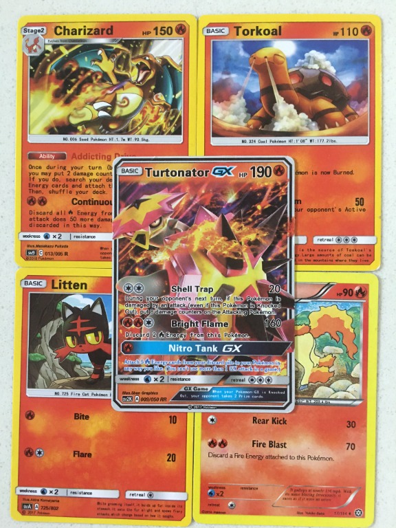 Fire type pokemon cards(1 GX, 4 normal), Hobbies & Toys, Toys & Games ...
