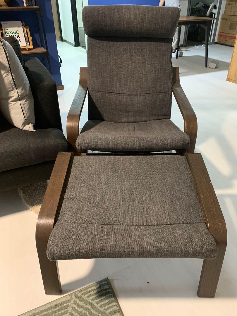 IKEA Poang Armchair and Stool, Furniture & Home Living, Furniture ...