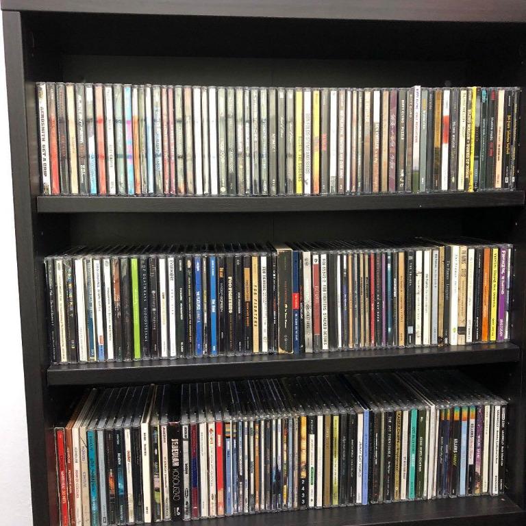 LARGE tall DVD CD Blu-Ray book wood storage cabinet shelving unit rack ...