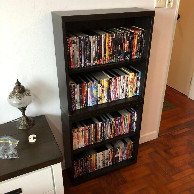 LARGE tall DVD CD Blu-Ray book wood storage cabinet shelving unit rack ...