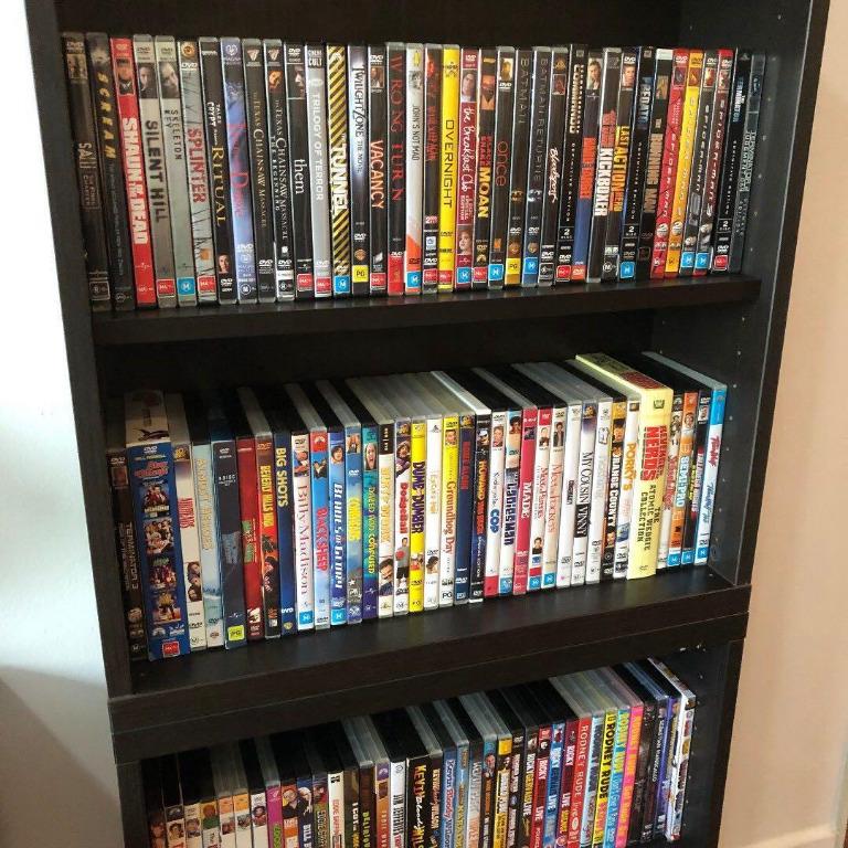 LARGE tall DVD CD Blu-Ray book wood storage cabinet shelving unit rack ...