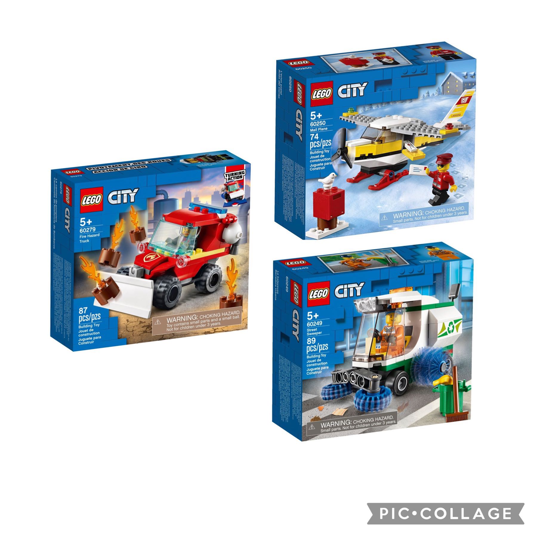 LEGO 60249 City Street Sweeper 60279 Fire Hazard Truck 60250 Mail Plane ...
