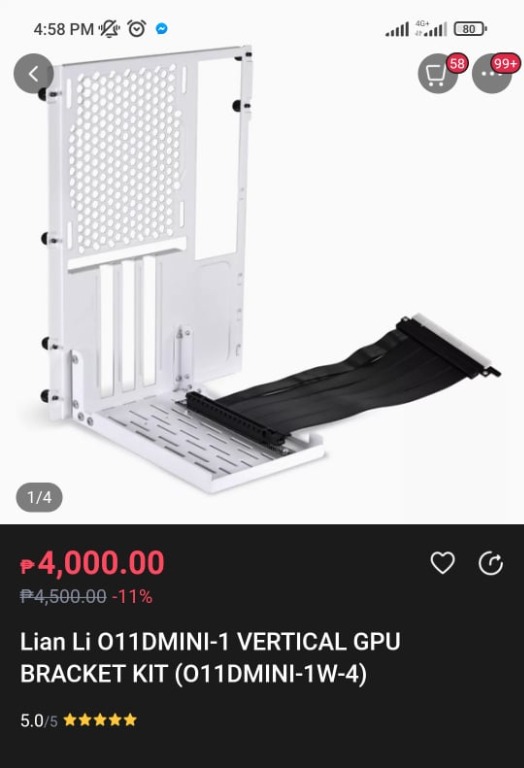 Lian Li 011D MINI Vertical Mount GPU Bracket Gen4 White, Computers ...