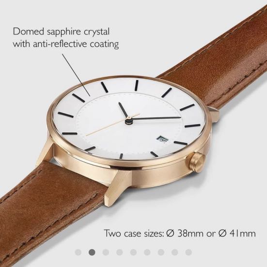 Linjer “The Classic” Watch | White Dial, Rose Gold/Tan 38MM, Luxury ...