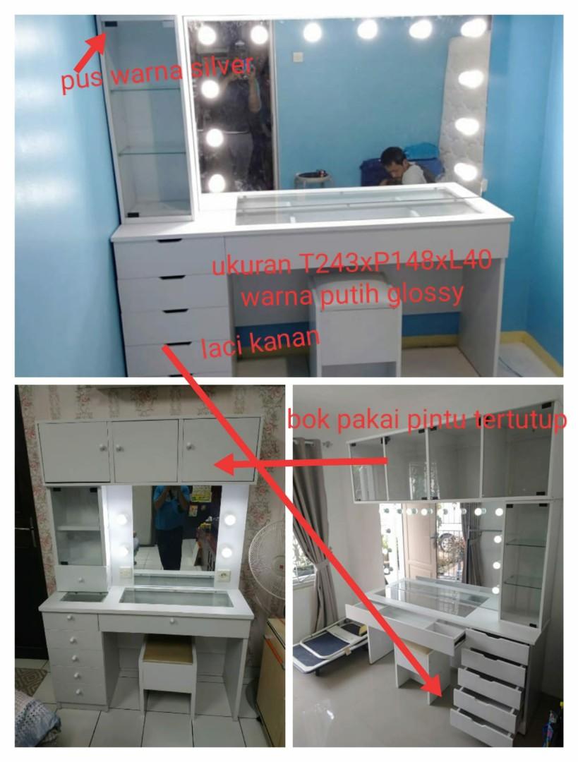 Meja Rias LED Custom, Perabotan Rumah di Carousell