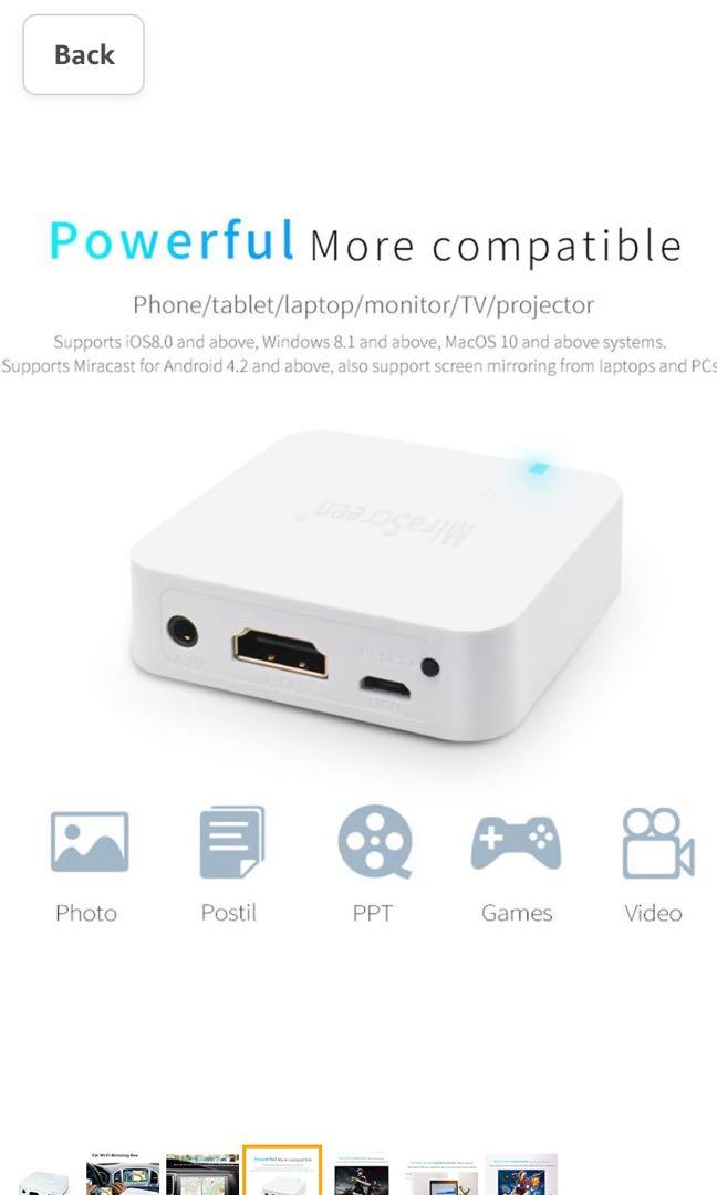 MiraScreen Projector Wifi Display Dongle Mirror Box 1080P Screen ...
