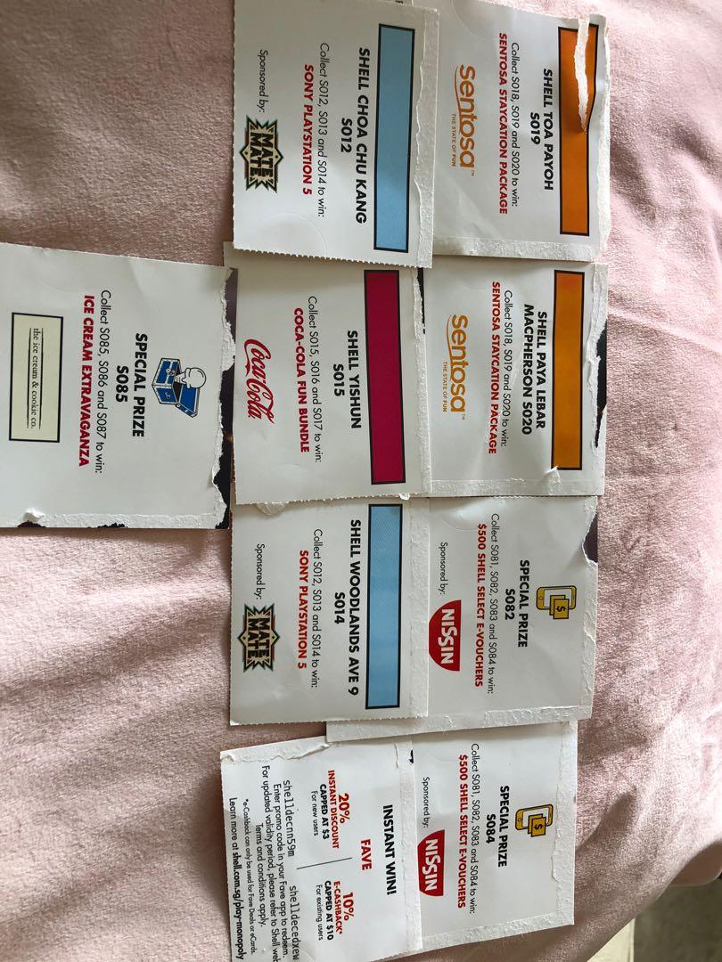 Monopoly shell cards S012,S019,S020,S015,S014,,S085,S082,S084,Instant ...