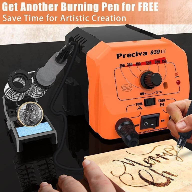 Pyrography Soldering Station with Transformer, Preciva Professional 939 ...