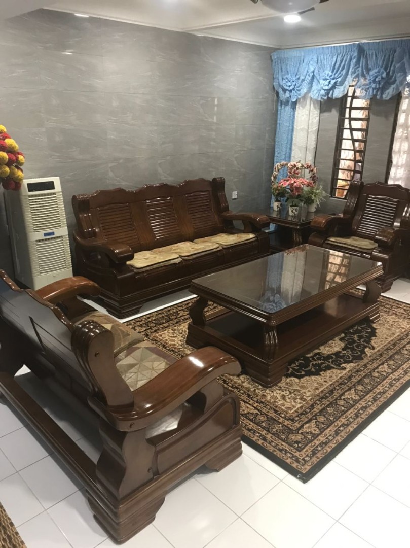 SET SOFA KAYU JATI, Furniture & Home Living, Furniture, Sofas on Carousell