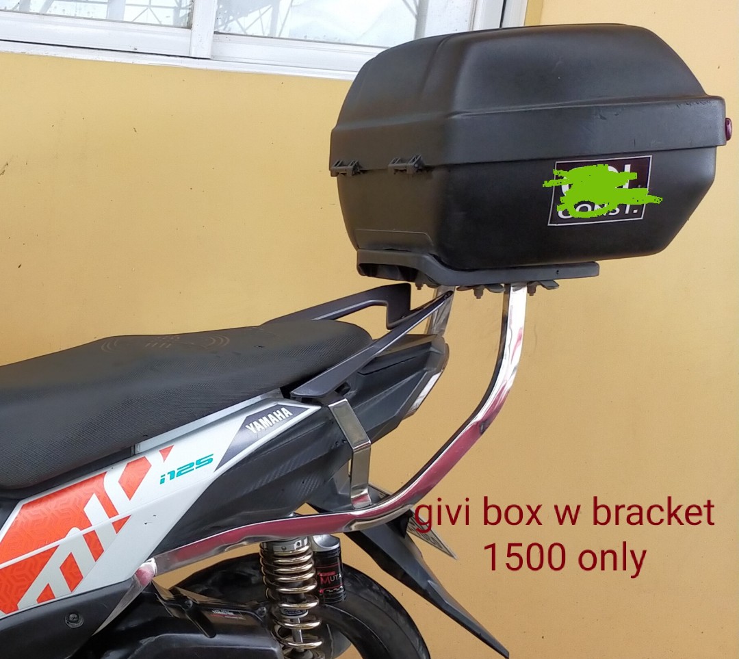Stainless bracket with givi box for mioi 125, Motorbikes, Motorbike ...