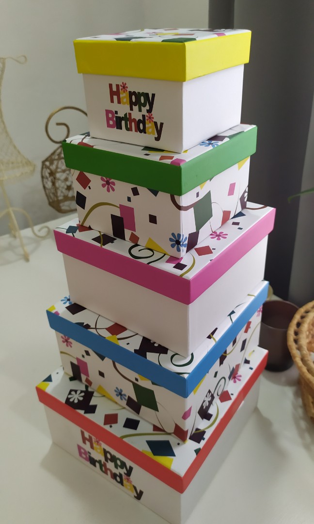 Surprise multiple box happy birthday 5pcs, Hobbies & Toys, Stationary ...