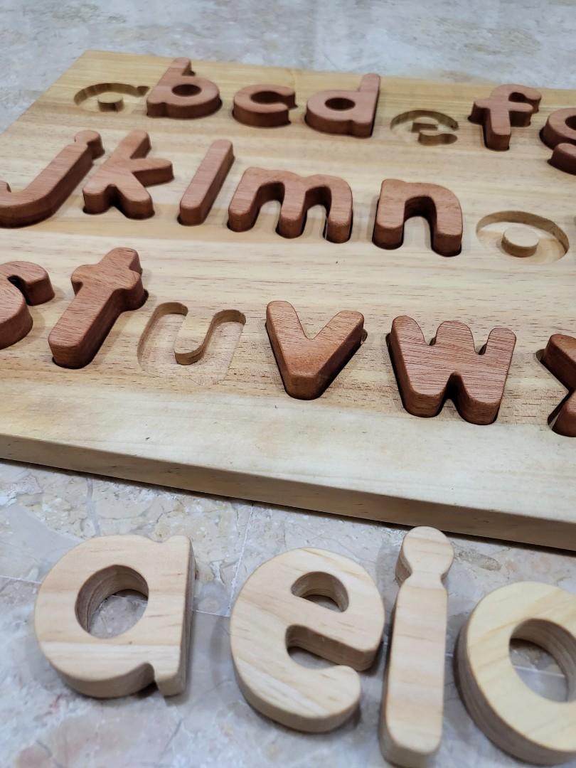 Wooden lowercase alphabet puzzle board, Hobbies & Toys, Toys & Games on ...