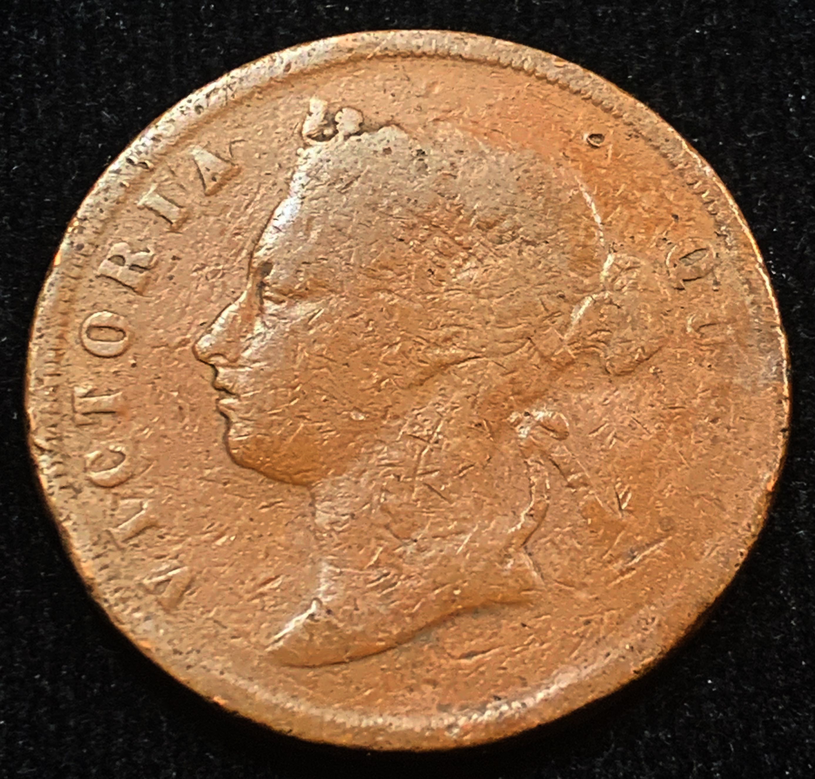 1887 Old British Straits Settlements Queen Victoria ONE 1-Cent Bronze ...