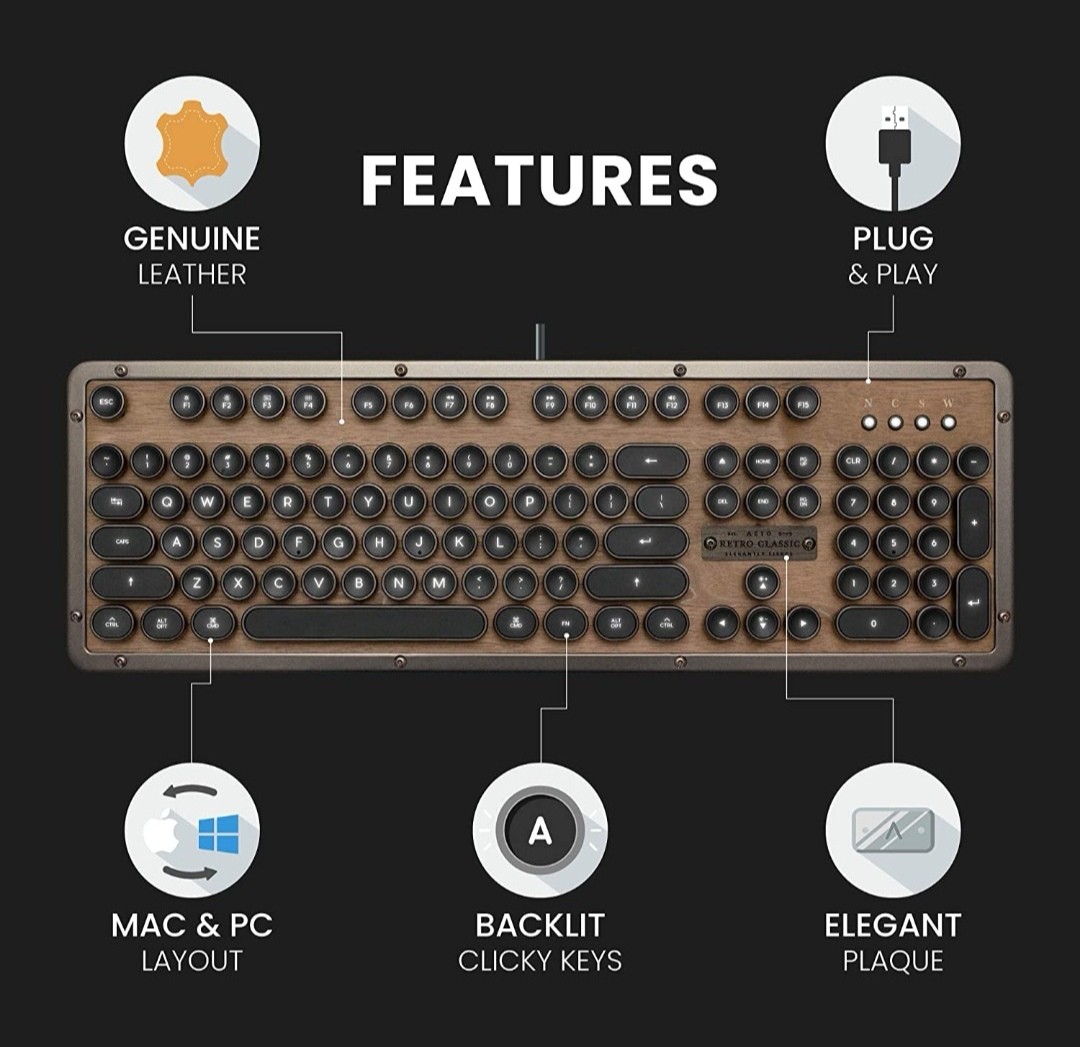 Azio Retro Classic Bluetooth (Elwood) - Luxury Vintage Backlit ...