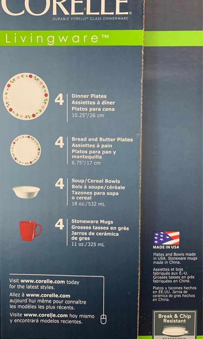 Corelle 16 piece Dinnerware Set - Spring pink, Furniture & Home Living ...