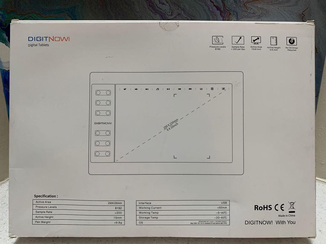 DIGITNOW 10 x 6.25 Inch Digital Graphics Drawing Tablets, Ultrathin ...