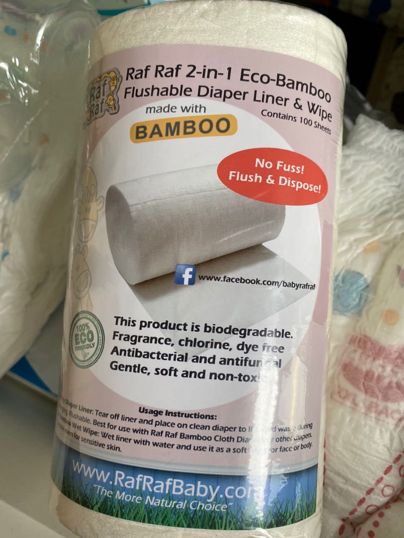 Eco-Bamboo Flushable diaper liner & Wipe, Babies & Kids, Bathing ...