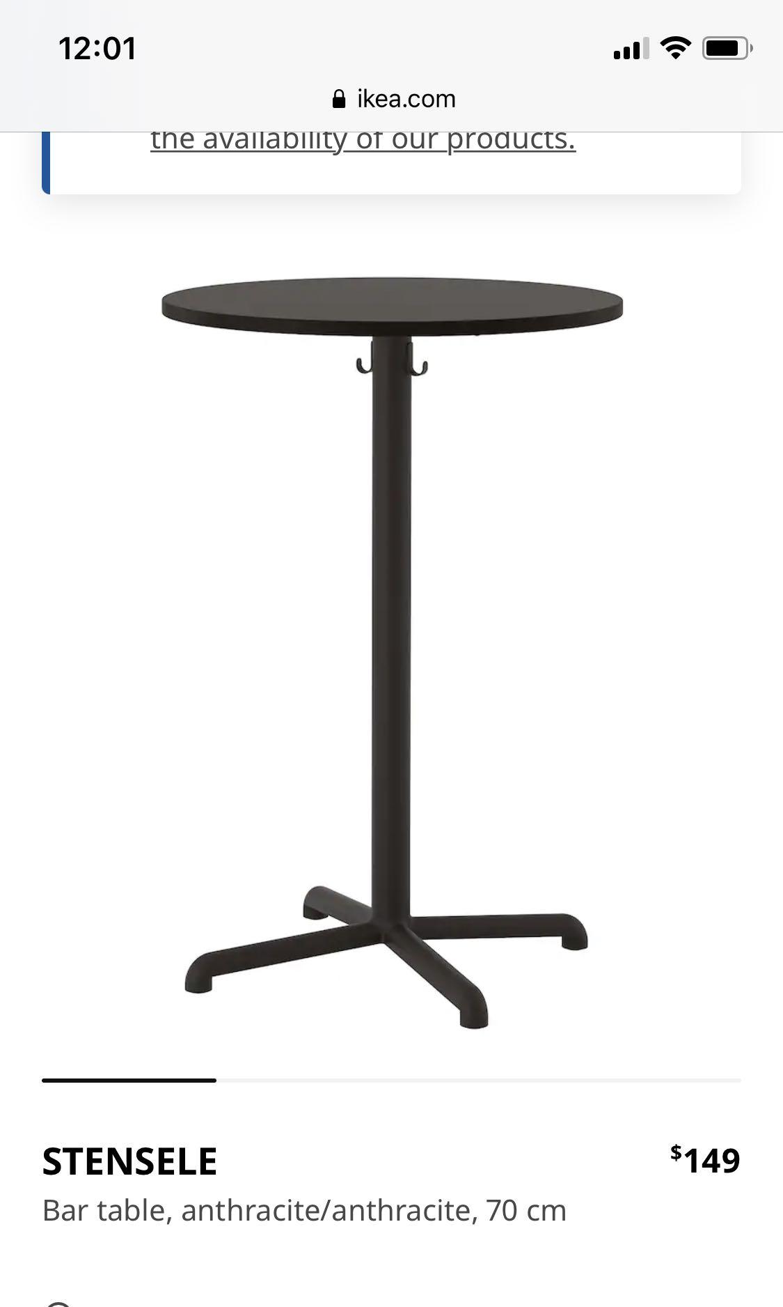 Ikea bar table Stensele black, Furniture & Home Living, Furniture ...
