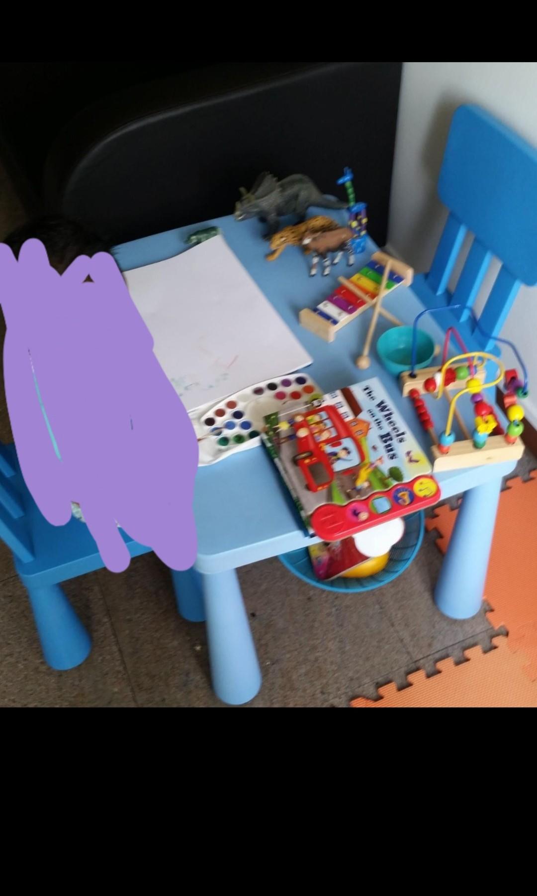Ikea Blue table chair, Furniture & Home Living, Furniture, Tables ...