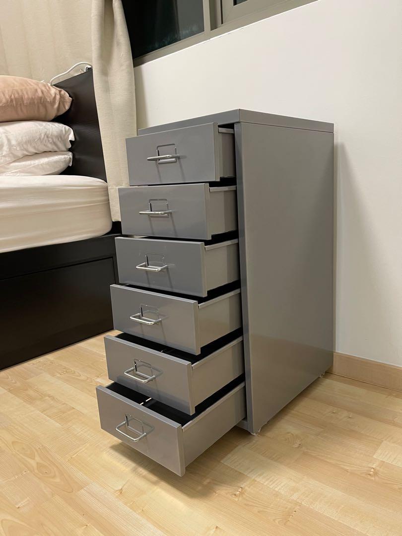IKEA HELMER drawer unit on castors, grey, W28xH69xL41cm, Furniture ...