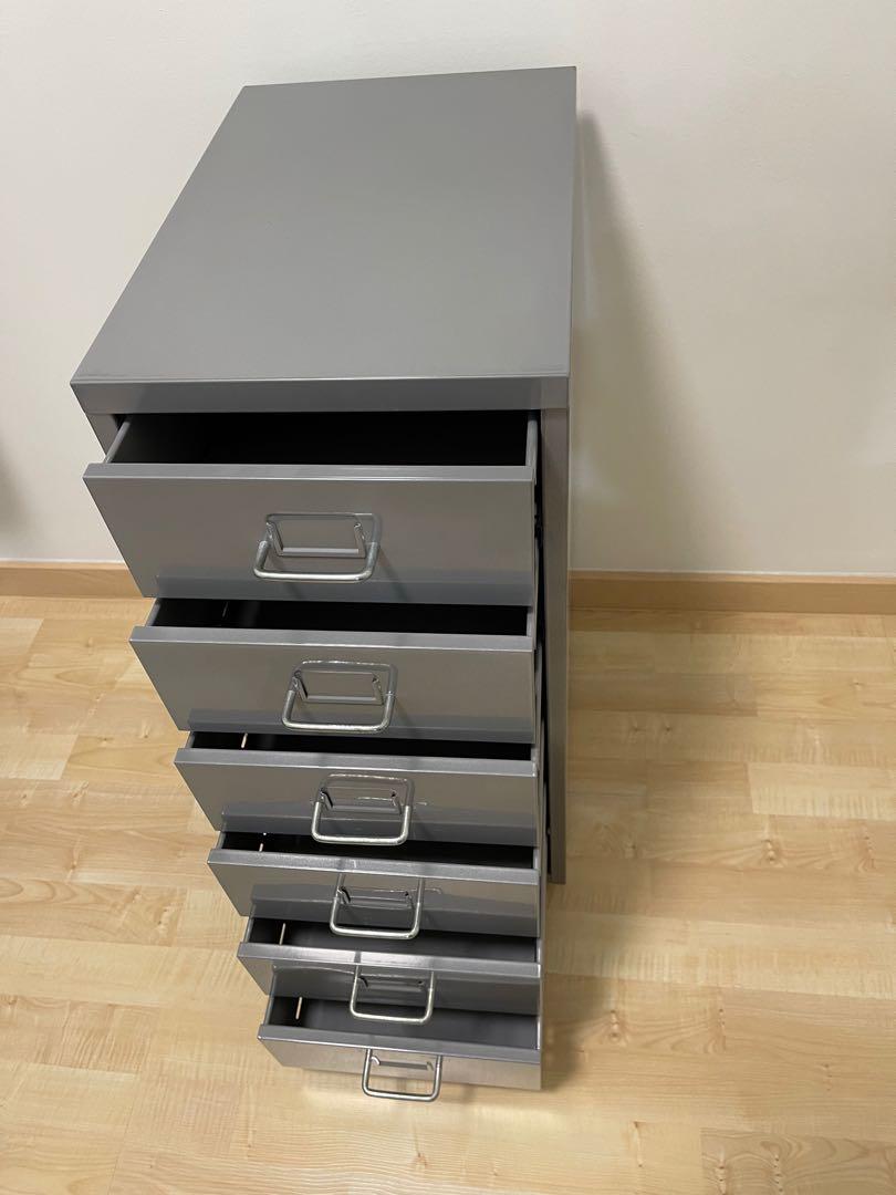 IKEA HELMER drawer unit on castors, grey, W28xH69xL41cm, Furniture ...