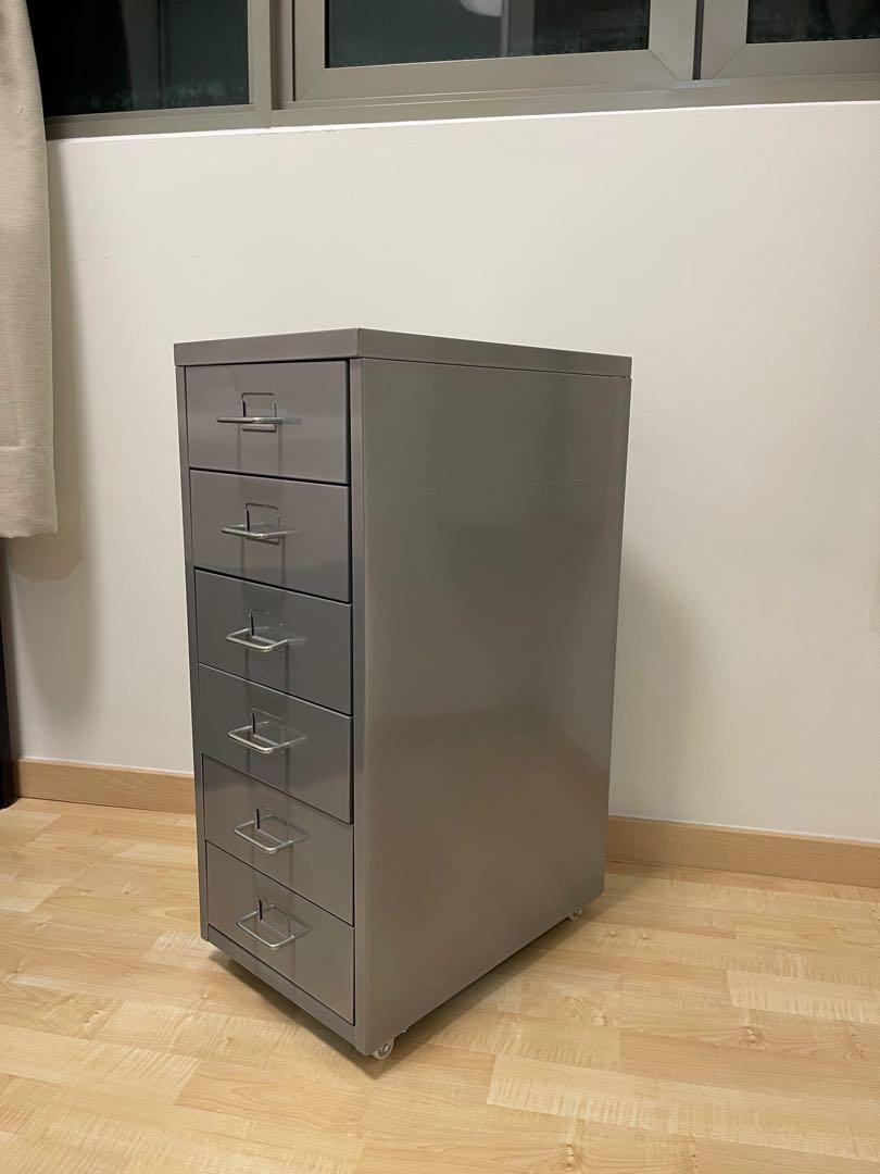 IKEA HELMER drawer unit on castors, grey, W28xH69xL41cm, Furniture ...