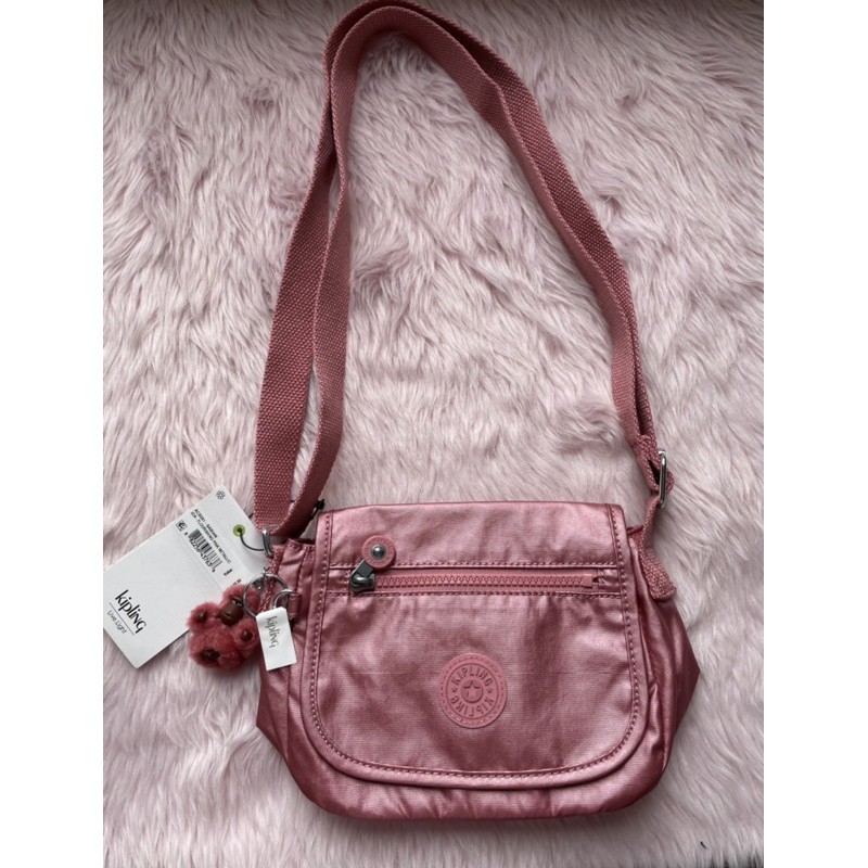 KIPLING SABIAN PINK METALLIC Crossbody Bag ORIGINAL, Women's Fashion ...