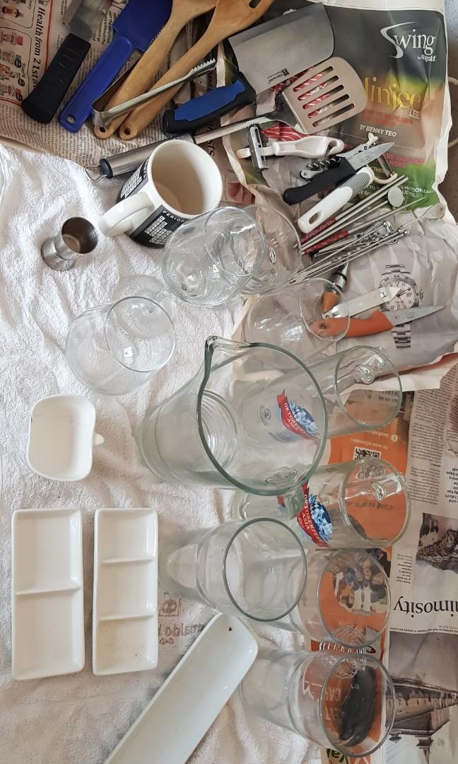 Kitchen and Glassware utensils set, Furniture & Home Living ...