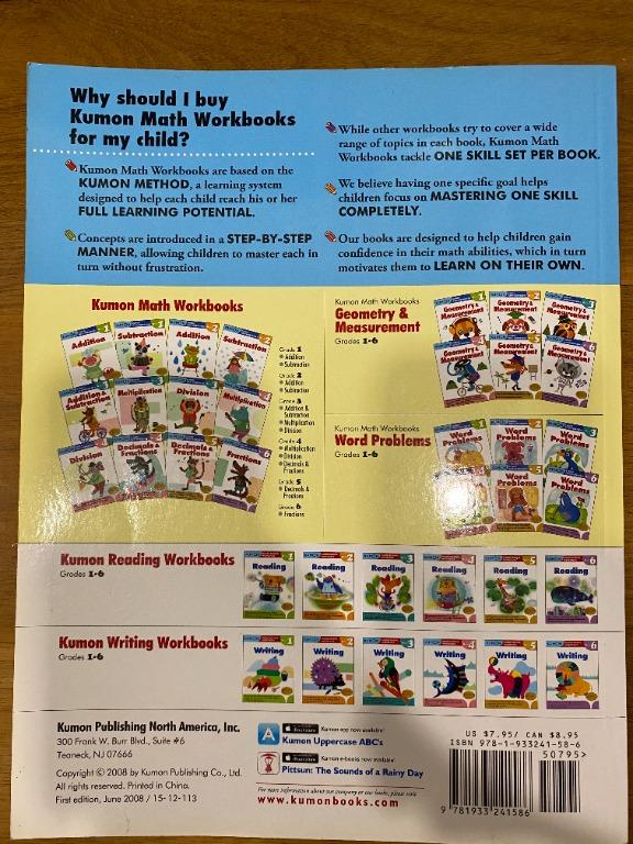 Kumon math workbooks Grade 4: Decimals &Fractions, Hobbies & Toys ...