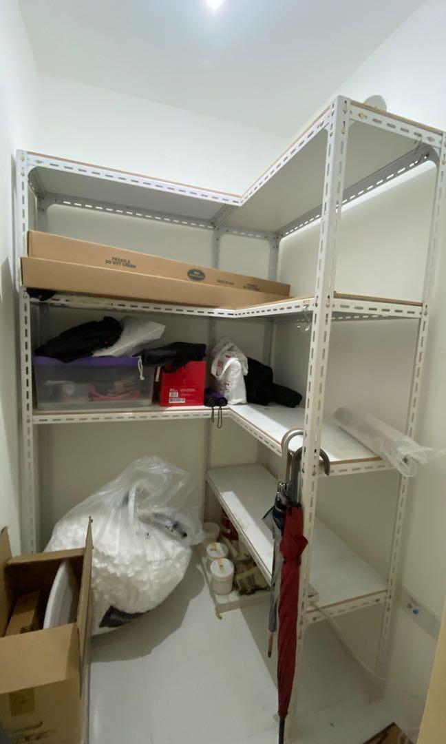 L-Shape Store Rack White, Furniture & Home Living, Furniture, Shelves ...