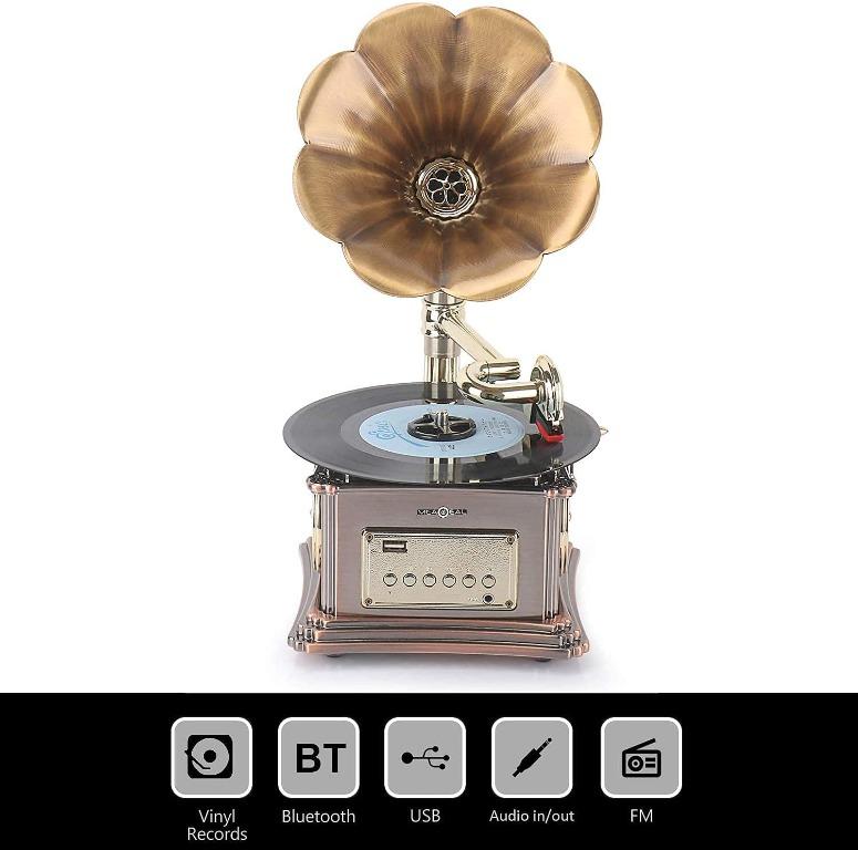 Mini Record Player with Aluminum Base, Phonograph Bluetooth Speaker ...