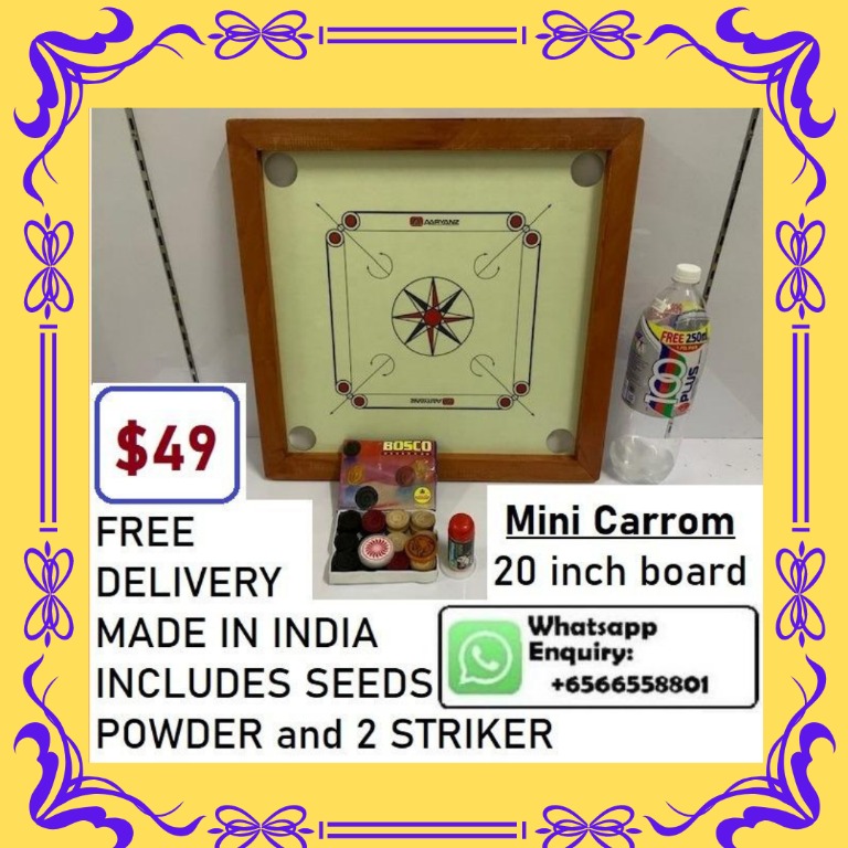 MINI CARROM BOARD 20 INCH CARROMBOARD KIDS STRIKER POWDER SEEDS ...