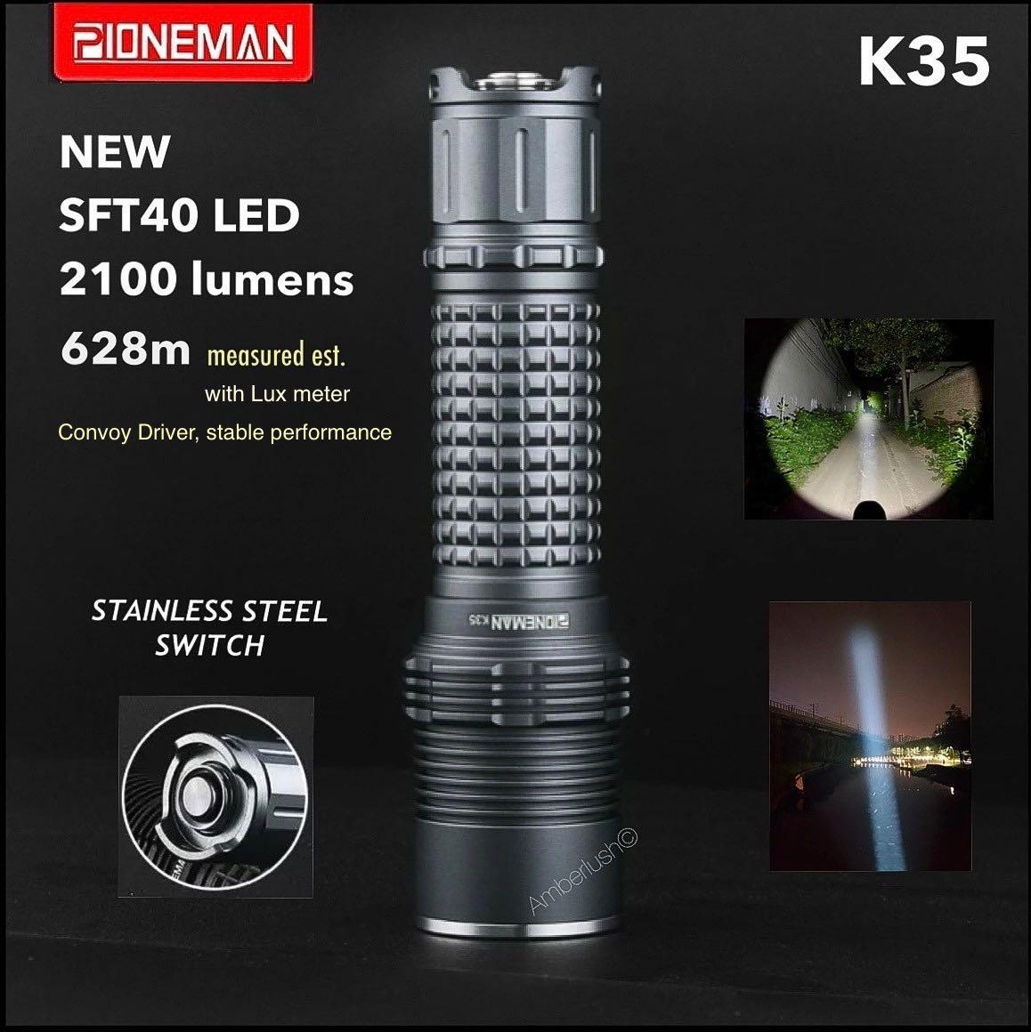 Pioneman K35 Luminus SFT40 LED 2100lm 628m 21700 Powerful Compact ...