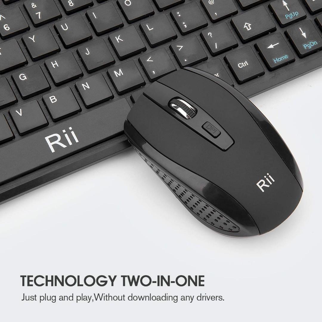 Rii RK700 2.4Ghz Wireless Keyboard Mouse Combo UK Layout For PC Laptop ...