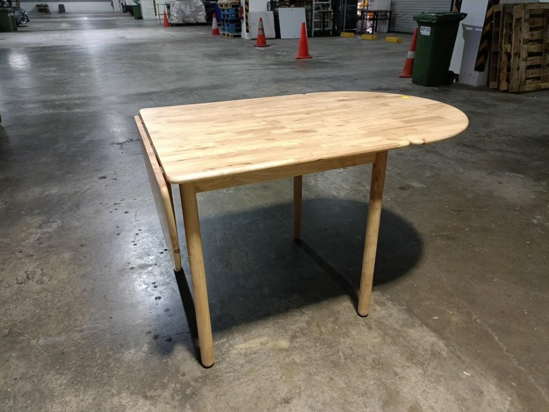 RODETA Flip Down Solid Hevea Wood Dining Table, Furniture & Home Living ...