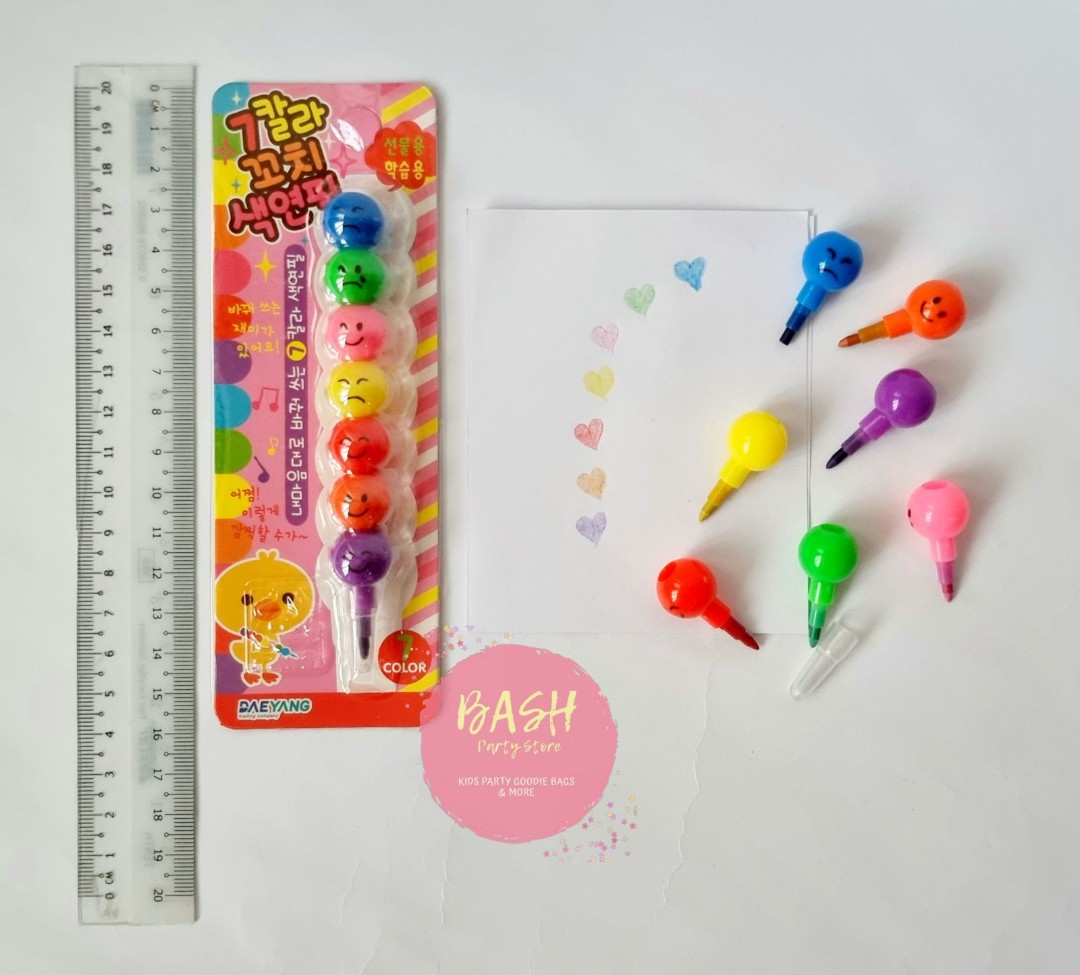 Smiley Stackable Crayon Pen (Kids Party Goodie Bags), Hobbies & Toys ...