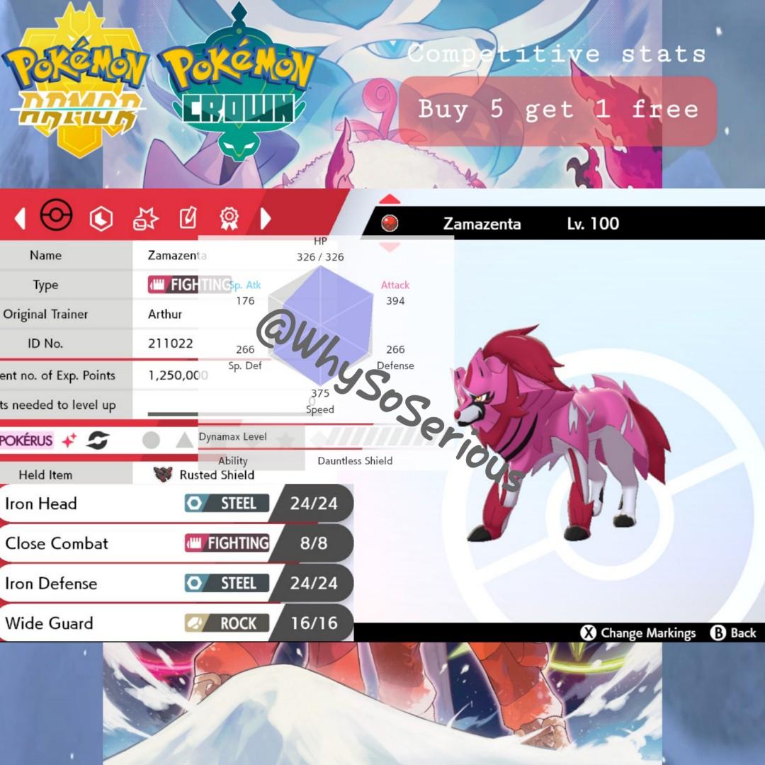 Square Shiny Zamazenta, Pokemon sword and shield, Crown tundra, Video ...