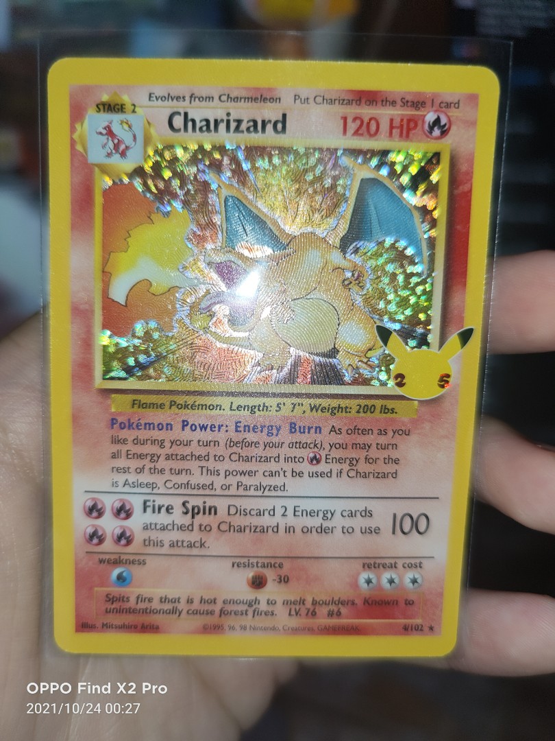 Charizard base set holo bleed pokemon 25th anniversary celebrations ...