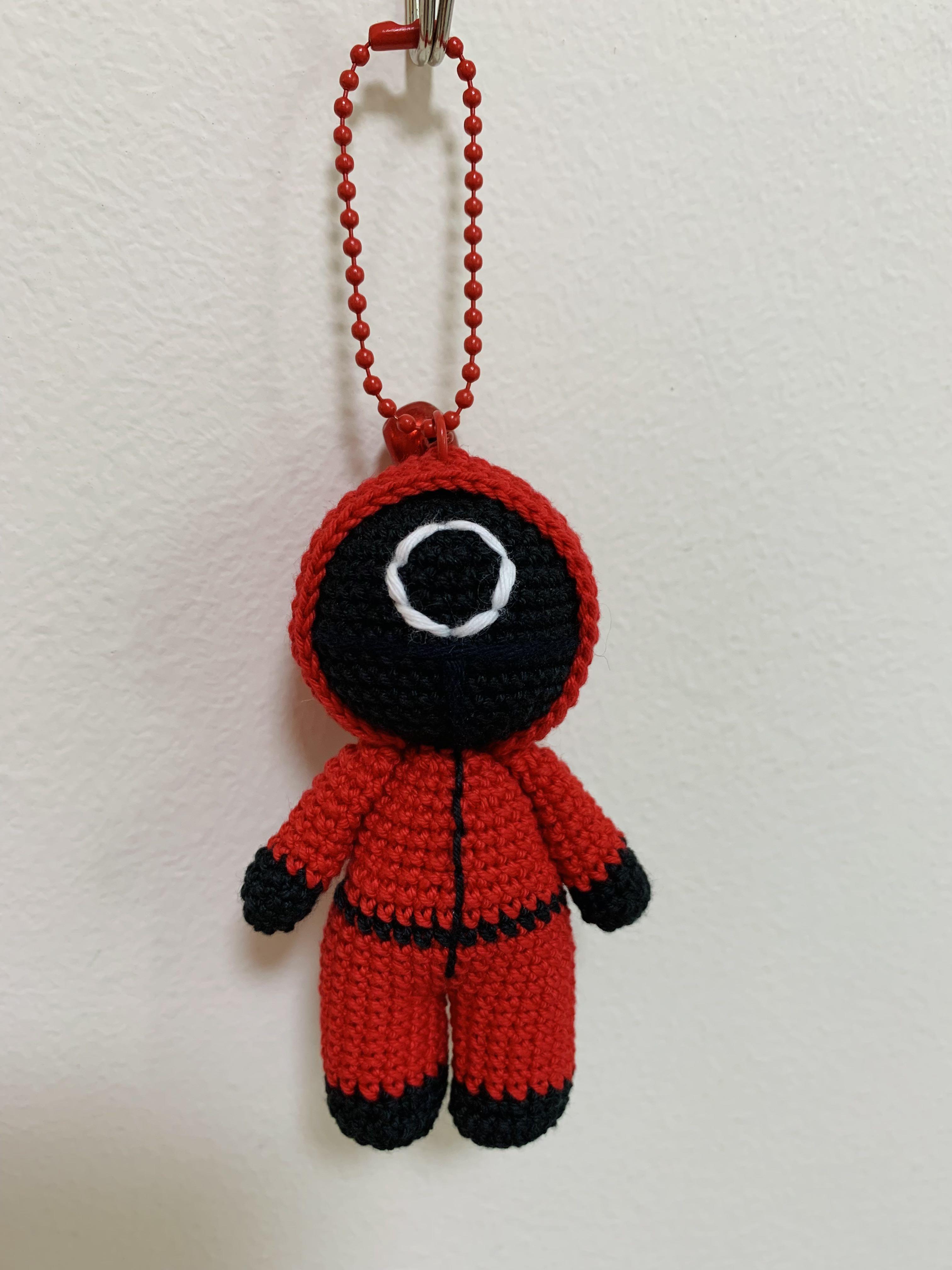 Crochet squid game soldier keychain, Hobbies & Toys, Stationery & Craft ...