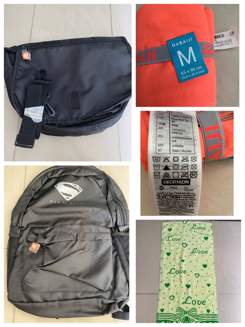 Folder waists bag backpack bag Nabaiji towel Love towel, Men's Fashion ...