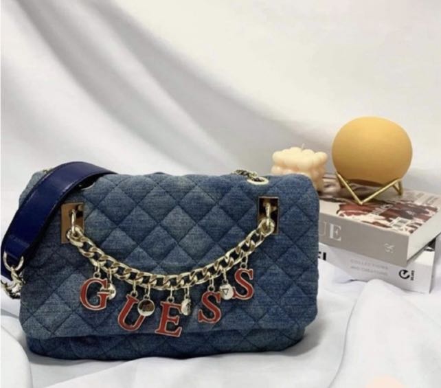 Guess denim bag, Luxury, Bags & Wallets on Carousell