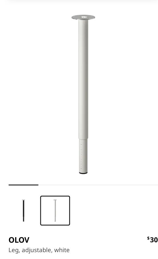 IKEA OLOV adjustable table leg (white), Furniture & Home Living ...
