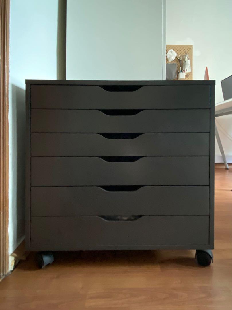 Ikea Alex Drawers Wide Dark Grey, Furniture & Home Living, Furniture ...