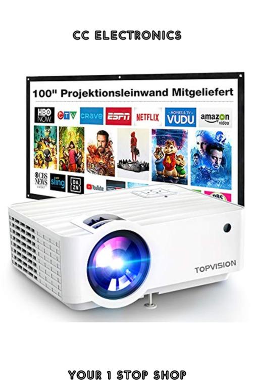 INSTOCK Mini Projector, Top Vision 5500 Lux Home Cinema Video Projector ...
