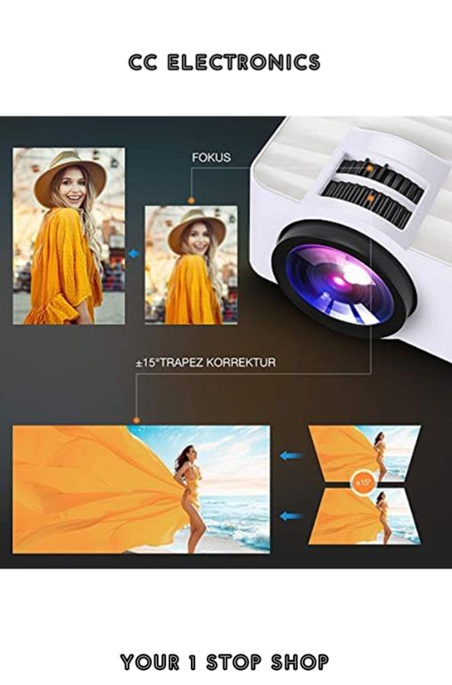 INSTOCK Mini Projector, Top Vision 5500 Lux Home Cinema Video Projector ...