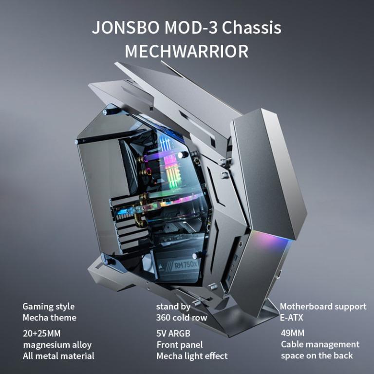 JONSBO MOD3 TG ATX GAMING CHASSIS ( BLACK / GRAY ), Computers & Tech ...
