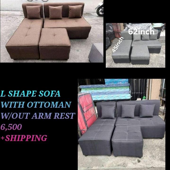 L SHAPE SOFA WITHOUT ARM REST, Furniture & Home Living, Furniture ...