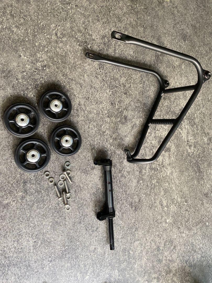 Light weight Brompton Min Q rear rack with extension and free wheels ...