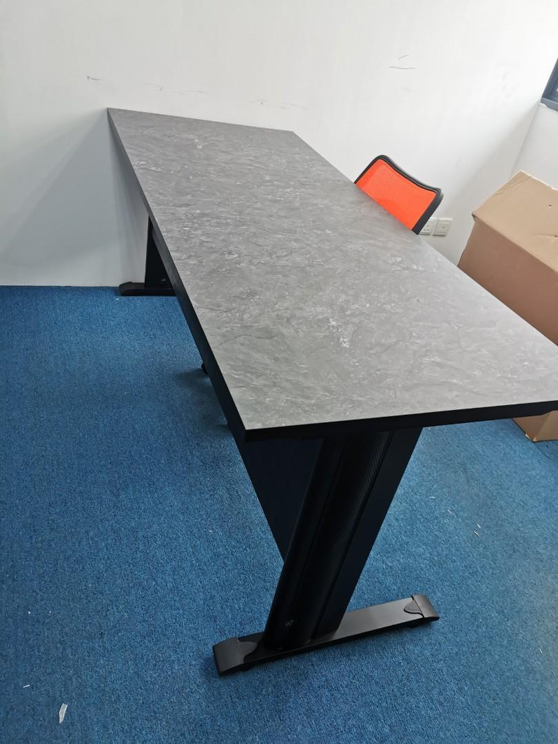 Long office desk table very new condition, Furniture & Home Living ...