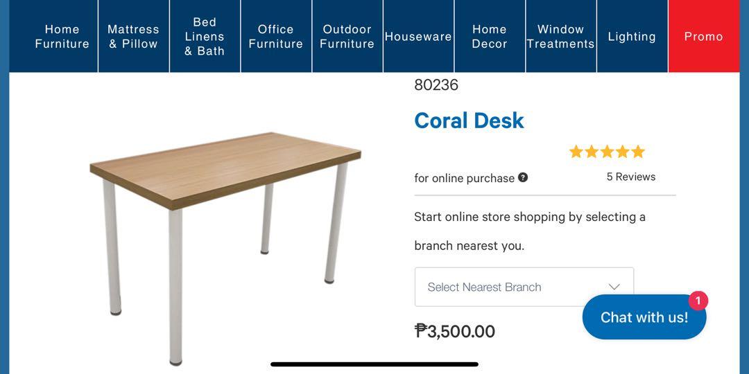 Mandaue Foam Coral Desk Table, Furniture & Home Living, Furniture ...